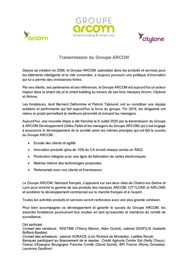 Presse - Groupe Arcom